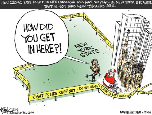 No Place for Right-to-Lifers - political cartoon - Bokbluster.com
